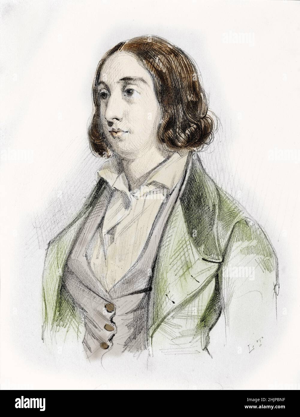 "Portrait de l'ecrivain George Sand (1804-1876) Aurore Dupin, Baronne ...