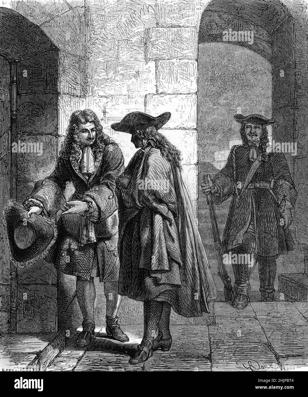 Representation du legendaire homme au Masque de fer, prisonnier d'Etat ...