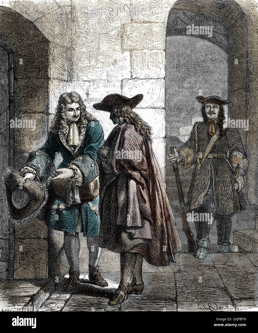 Representation du legendaire homme au Masque de fer, prisonnier d'Etat ...