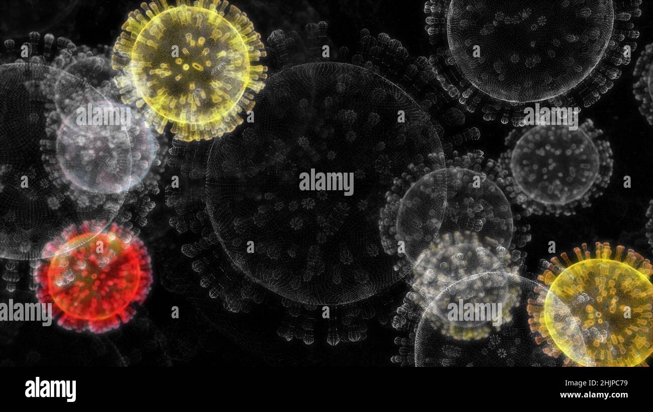 Close-up of virus under microscope, SARS-CoV-2 COVID-19 or NeoCoV Stock ...