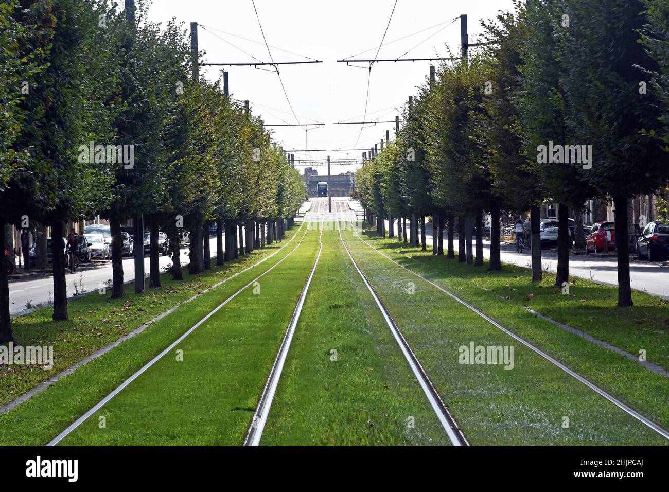 View looking towards the Pont de Pierre of the Tram line A ,in the ...