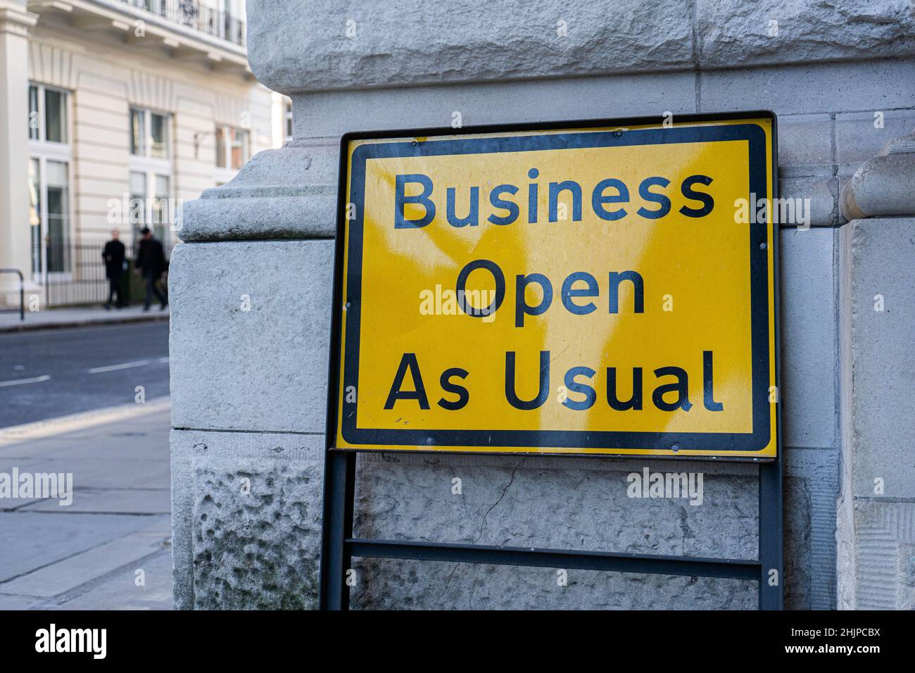 Business open as usual sign Stock Photo - Alamy
