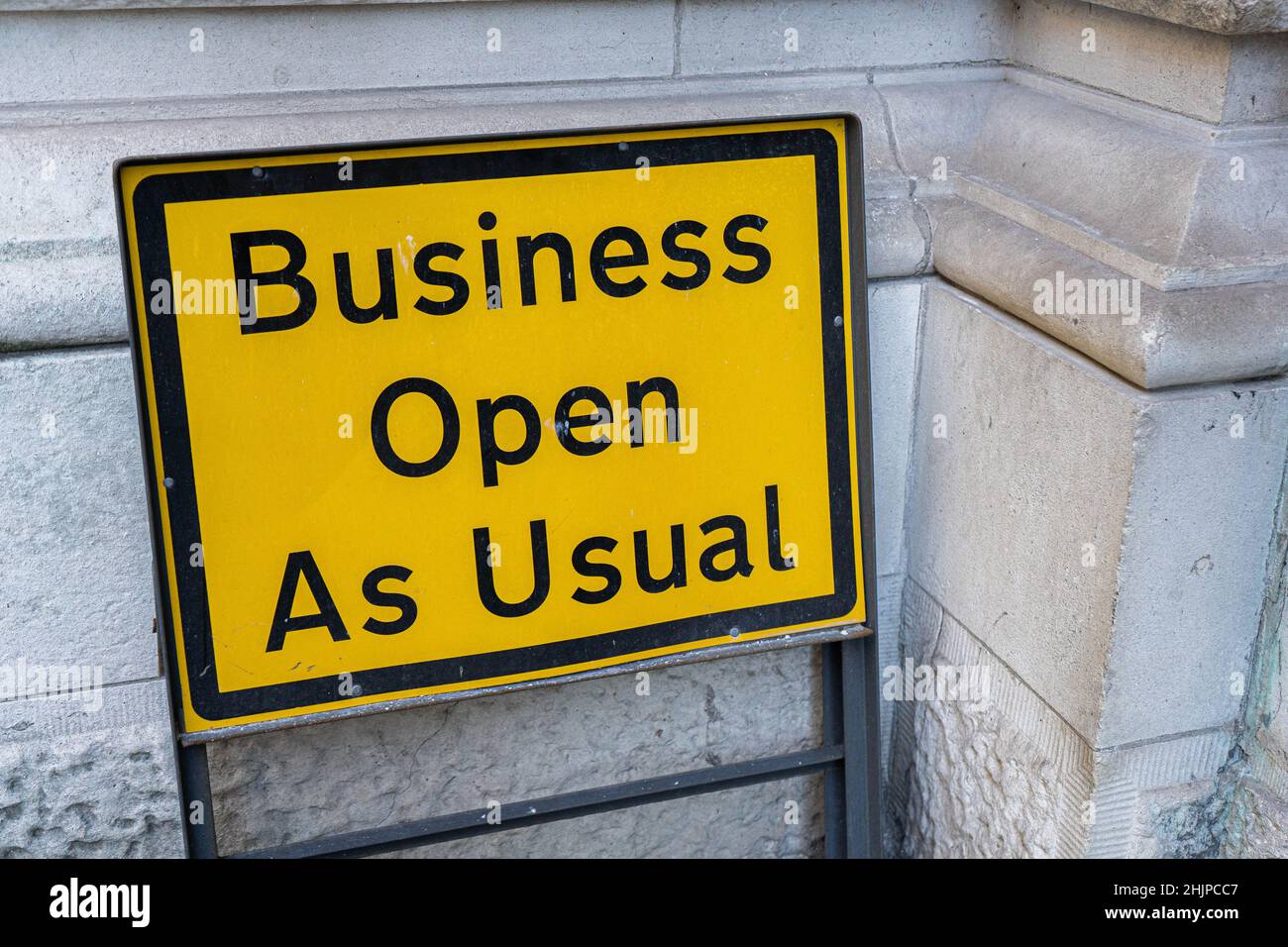 Business open as usual sign Stock Photo - Alamy