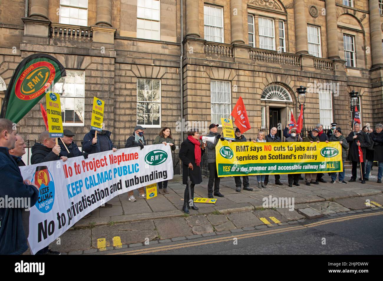 Edinburgh, Scotland, UK. 31st January 2022. Aproximately fifty RMT ...