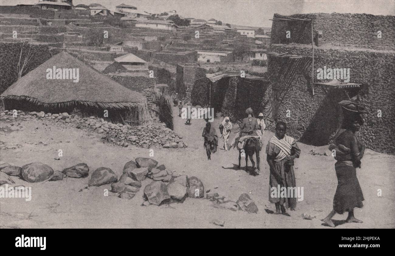 Street among houses of Mud and Stone in the hill town of Harrar ...