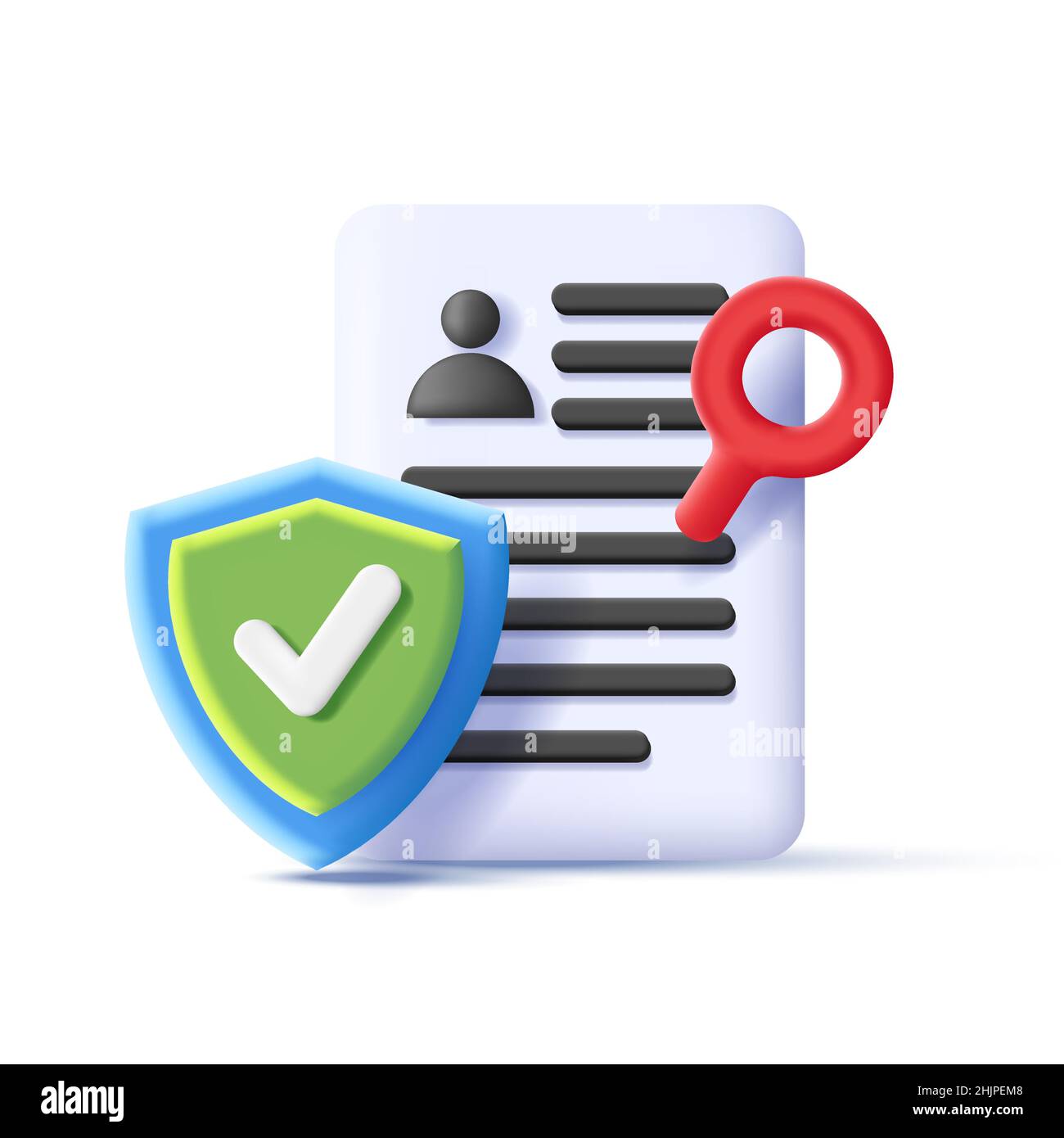 Security icon with 3d composition of profile page with shield and ...