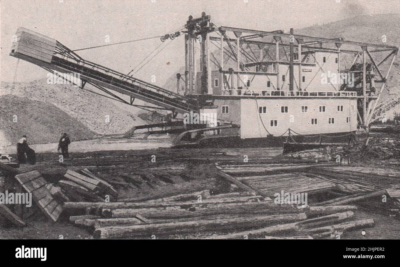 Dredger working over submerged Gold-Bearing Strata. Alaska (1923 Stock ...