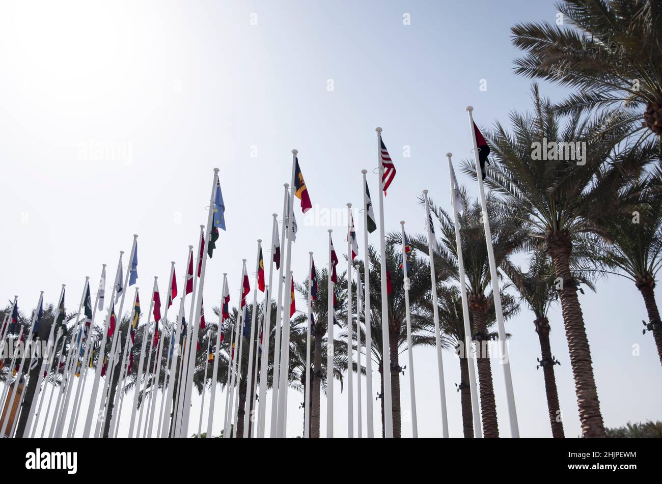 National Flags of various Countries fluttering in the wind against a ...