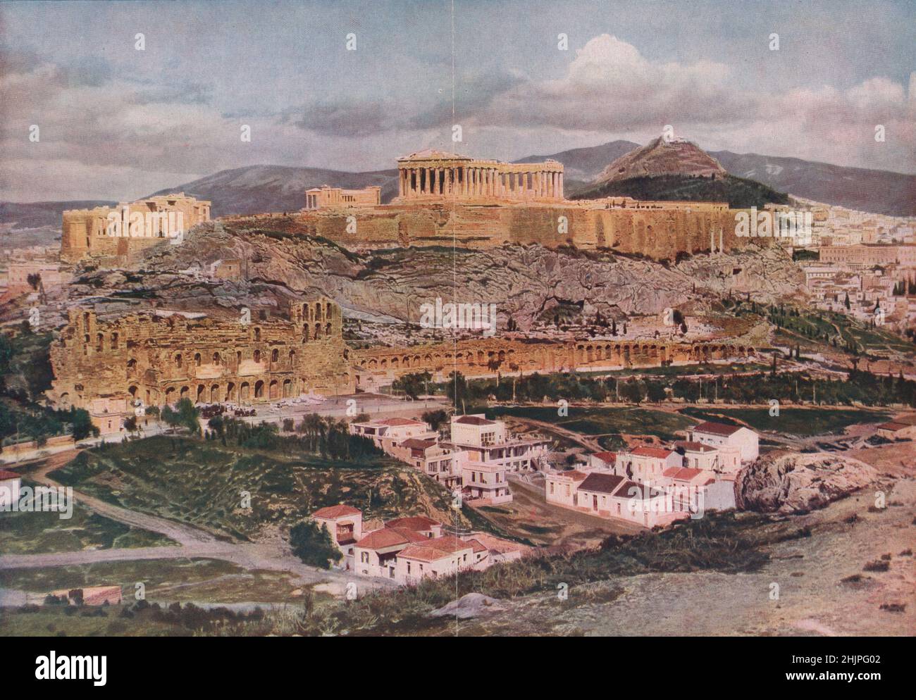 Athens. Mount Lycabettus & Pentelicus, Acropolis, the Odeum of Herodes ...