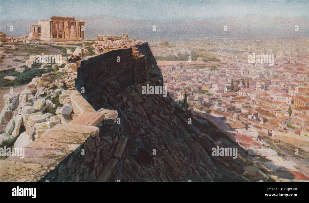 The Erechtheum looks down from the northern ramparts of the Acropolis ...