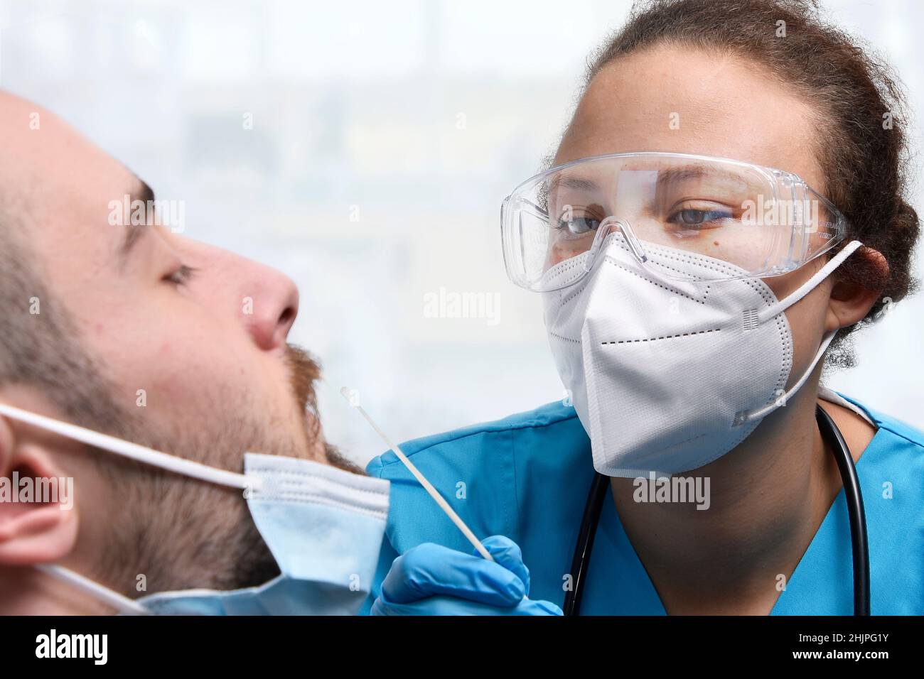 Healthcare makes PCR test on a suspected coronavirus patient, COVID-19 ...