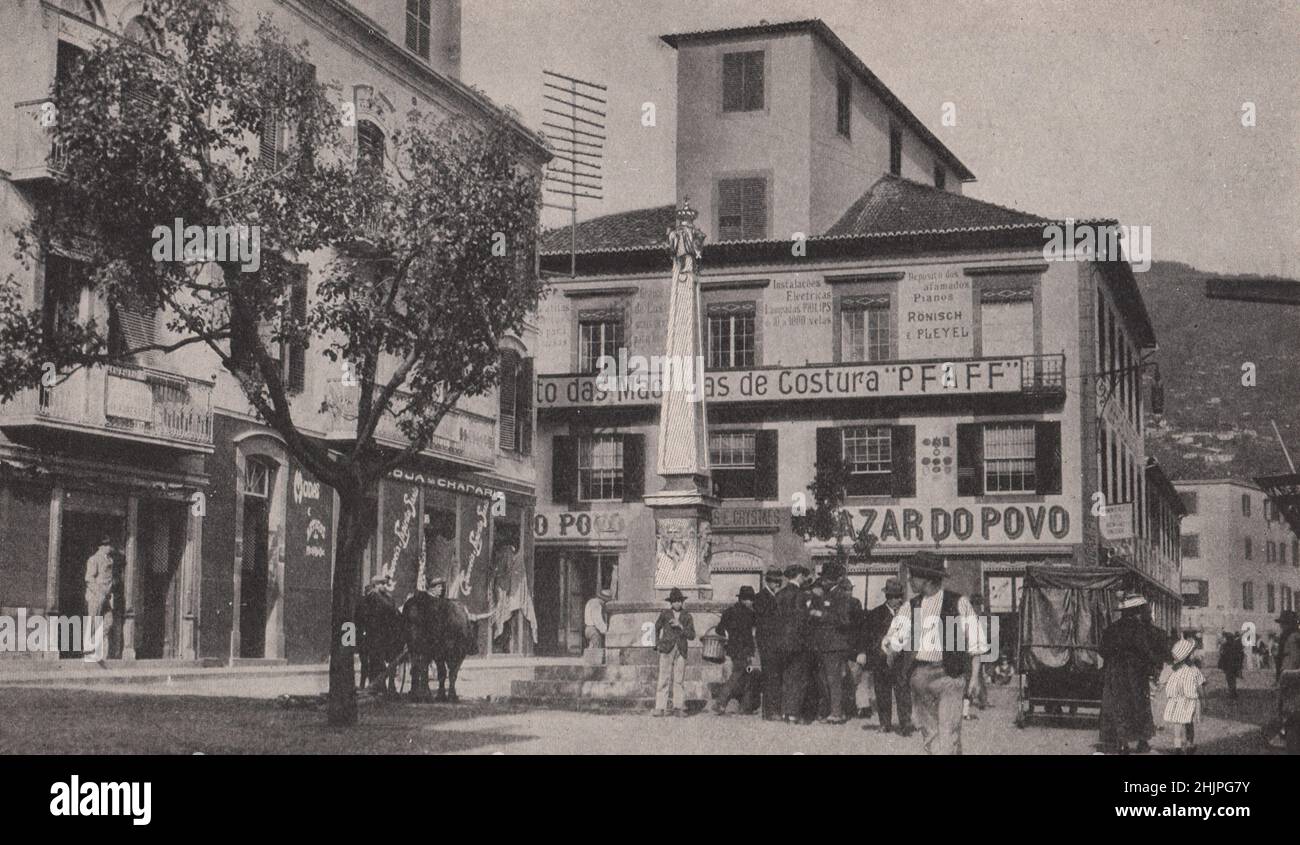 Commercial corner of a street in Funchal, capital and chief seaport of ...