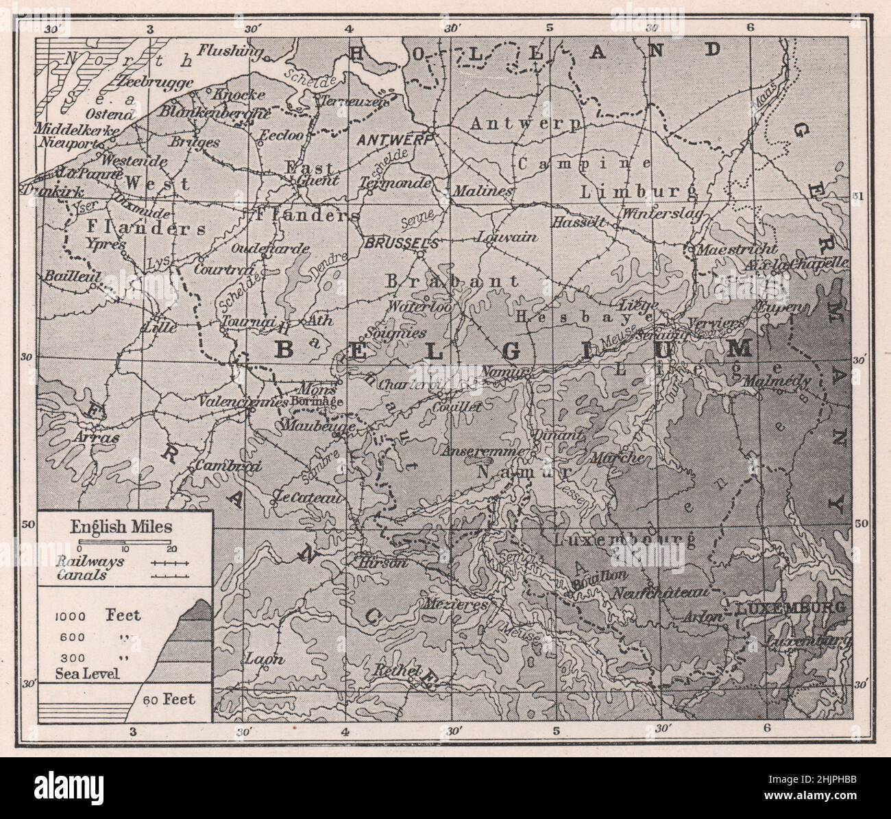 Provinces of Belgium and their system of Canals and Railways (1923 map ...