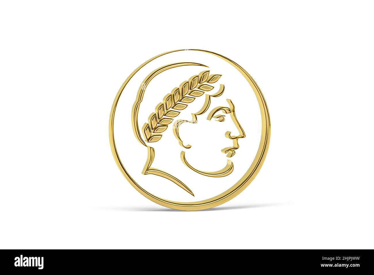 Golden 3d ancient coin icon isolated on white background - 3D render ...