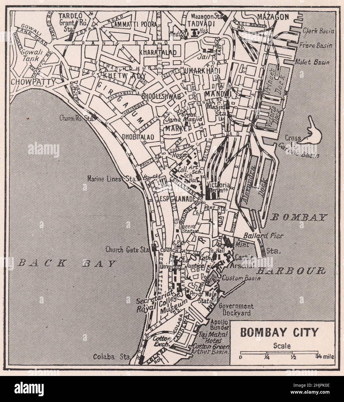 Harbour docks and streets of India's Industrial capital. Bombay City ...