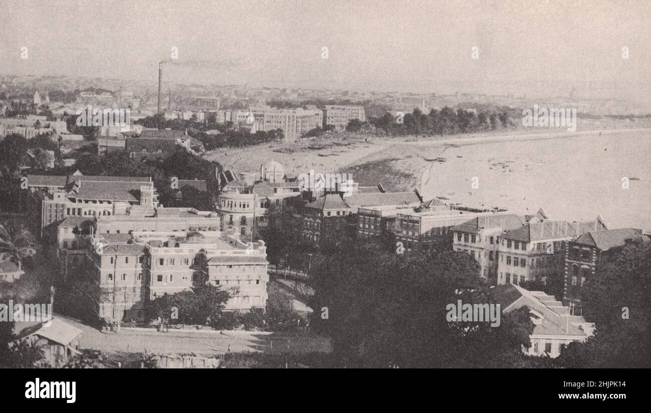 Back Bay, a wide semicircle of blue sea viewed from Malabar Hill. India ...