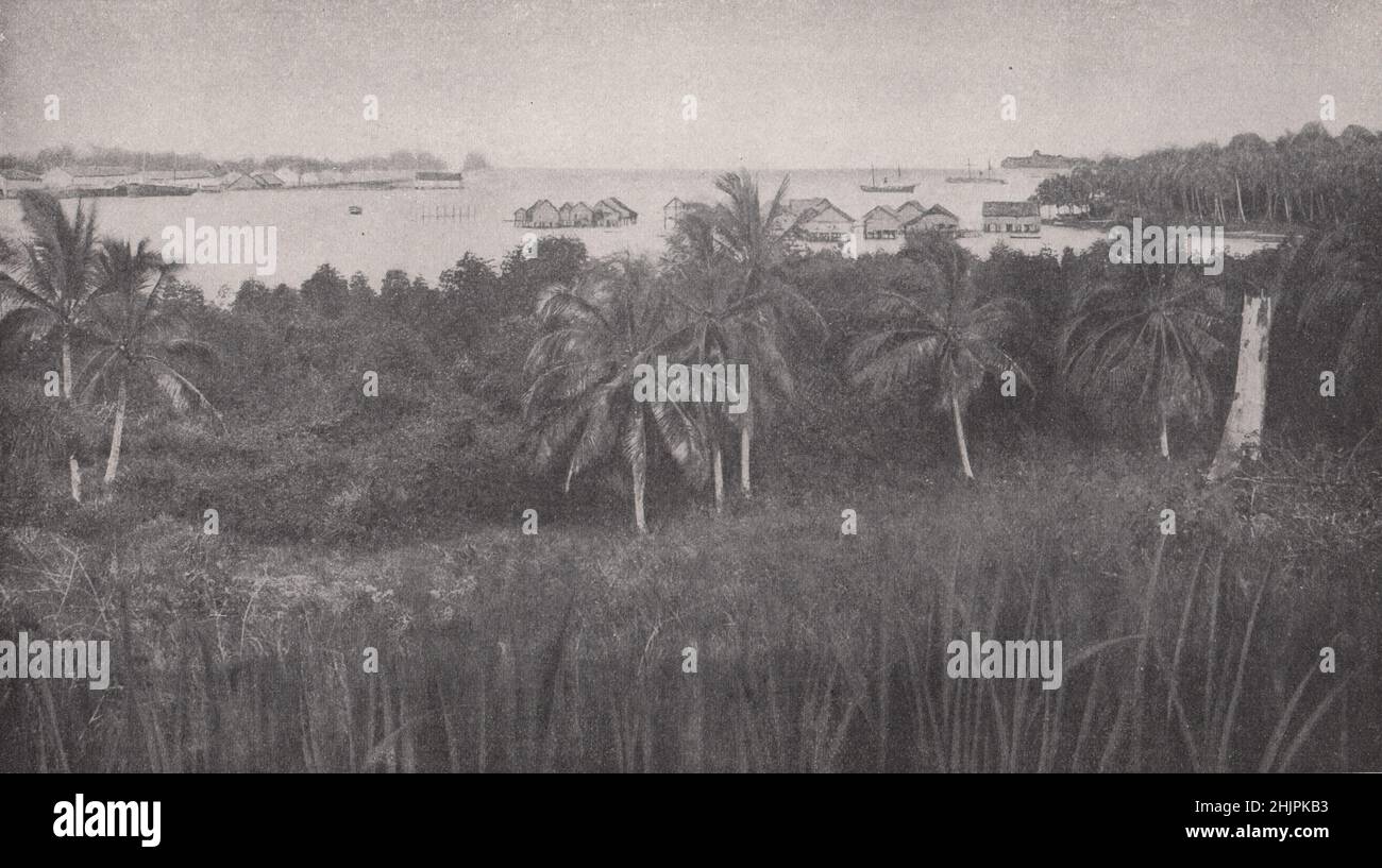 One of Borneo's few good harbours: The port of Labuan and its pile ...