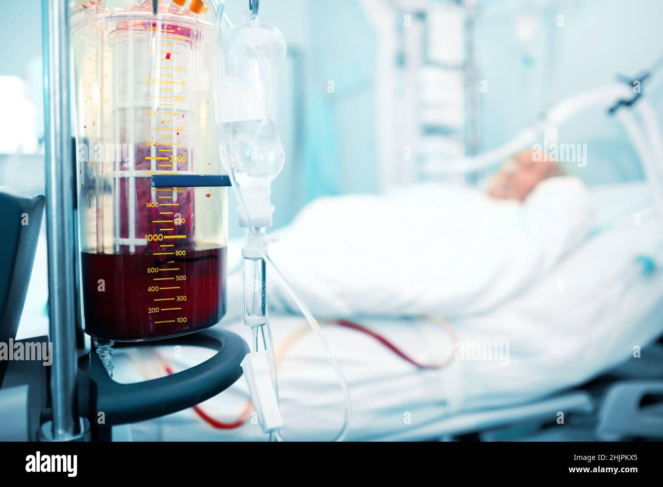 Blood collection equipment near the patient bed in the critical care ...