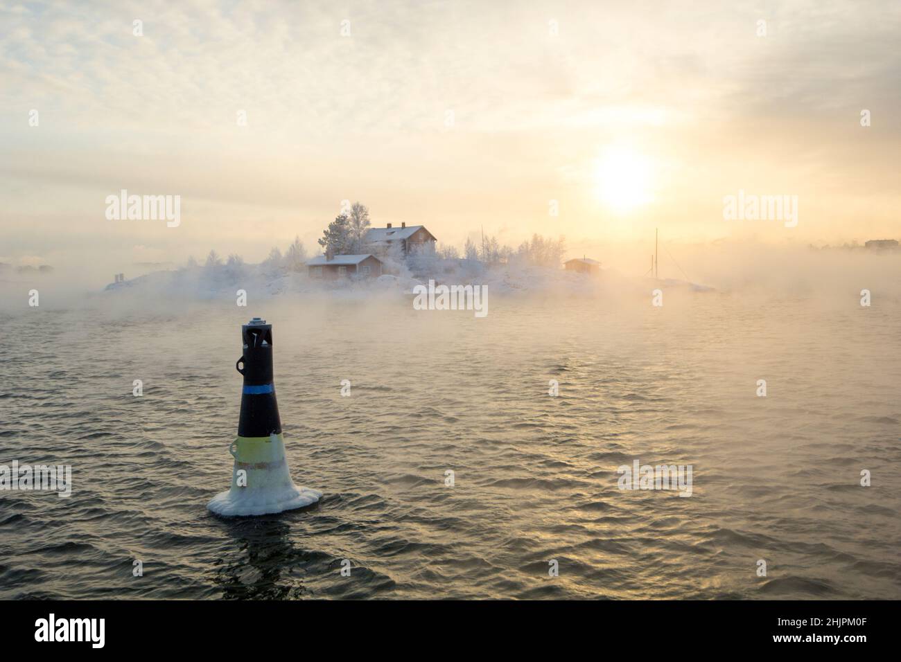A boat sailing the fog Stock Photo - Alamy