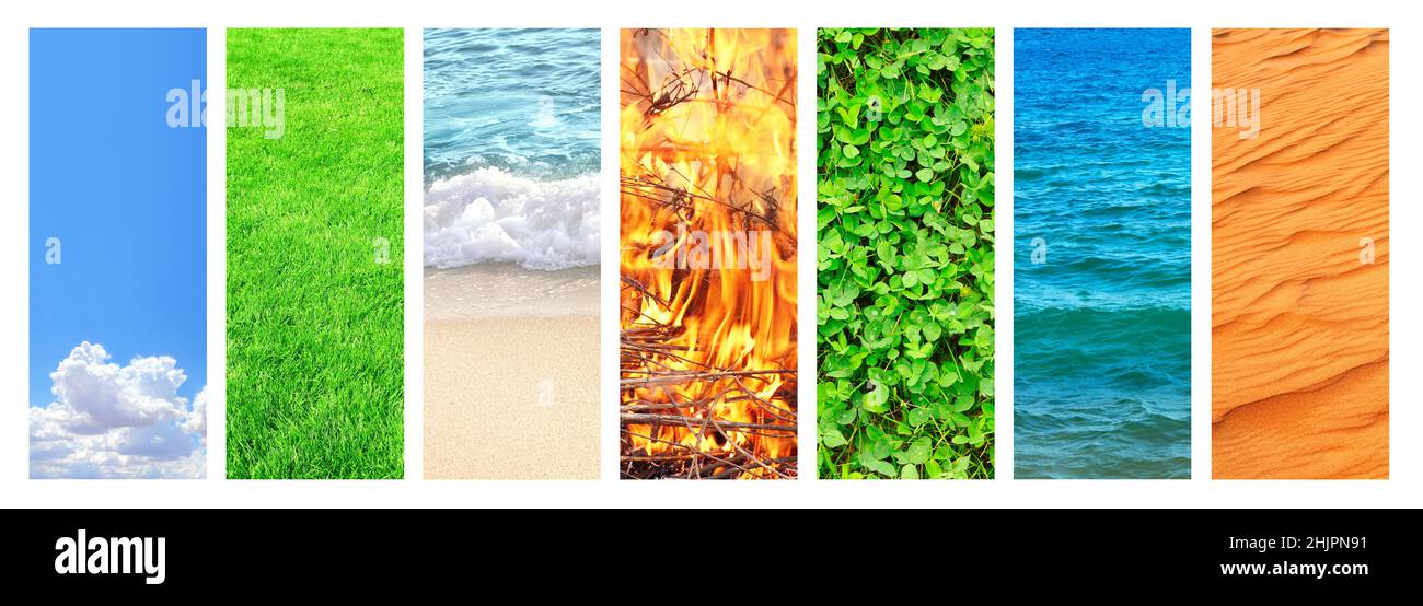 Collection of vertical banners with nature elements - water; ground ...