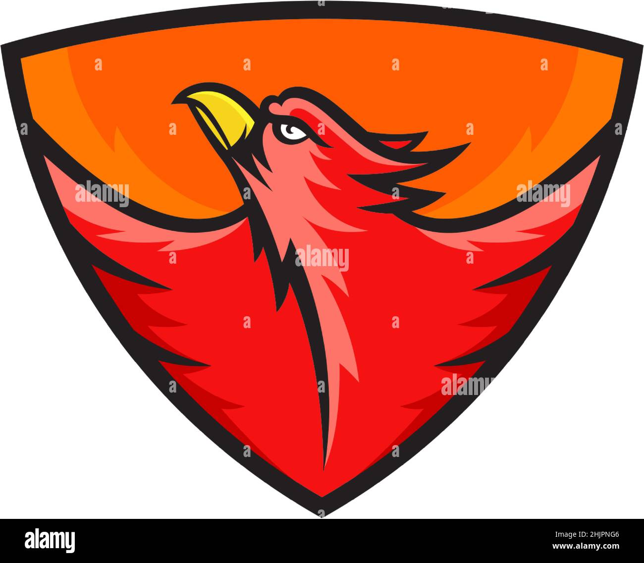 Flying Phoenix in a Shield Shape Abstract Vector Logo Template. Fire ...