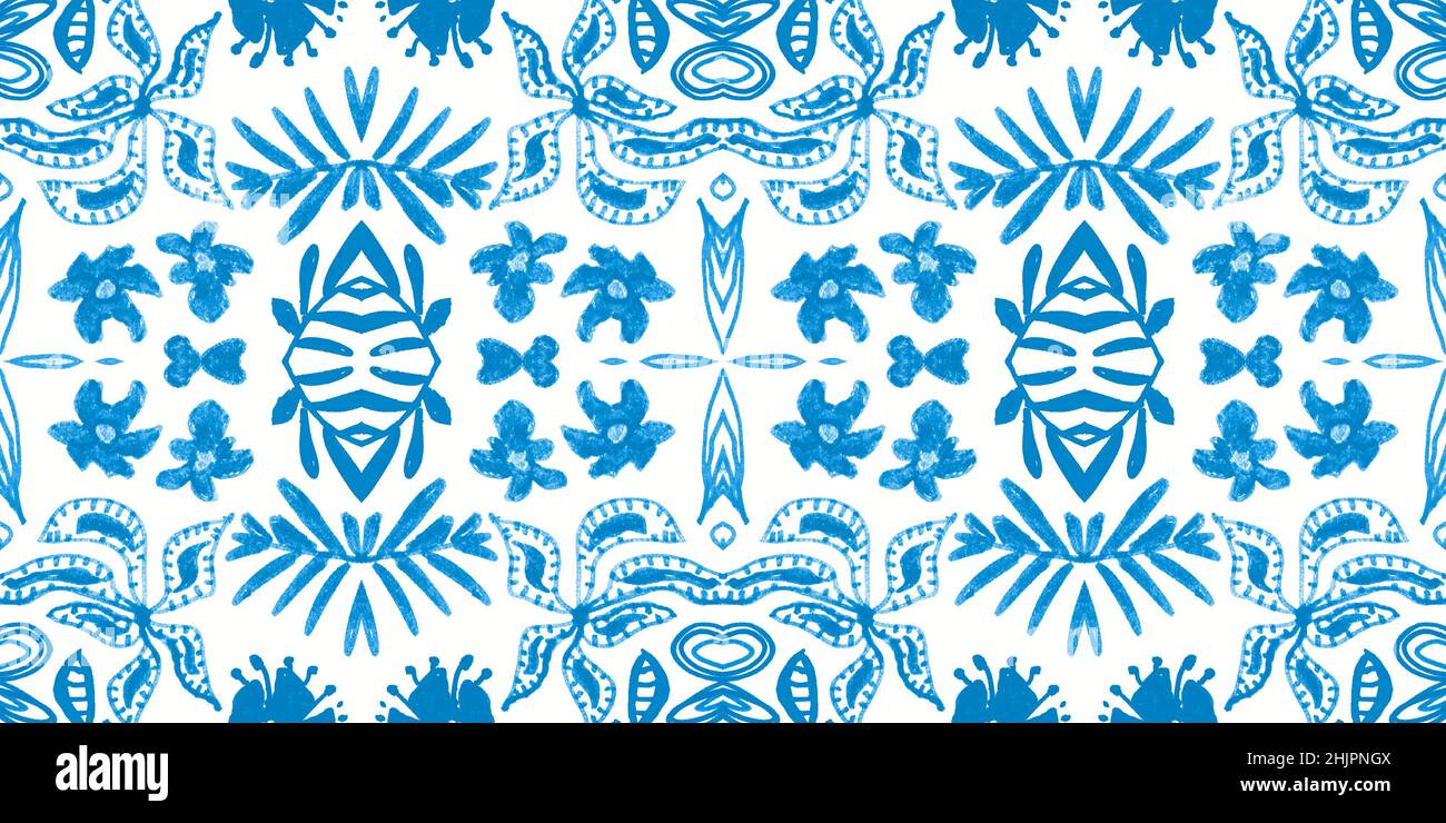 Seamless flower folk pattern. Abstract ethnic print. Watercolor batik ...