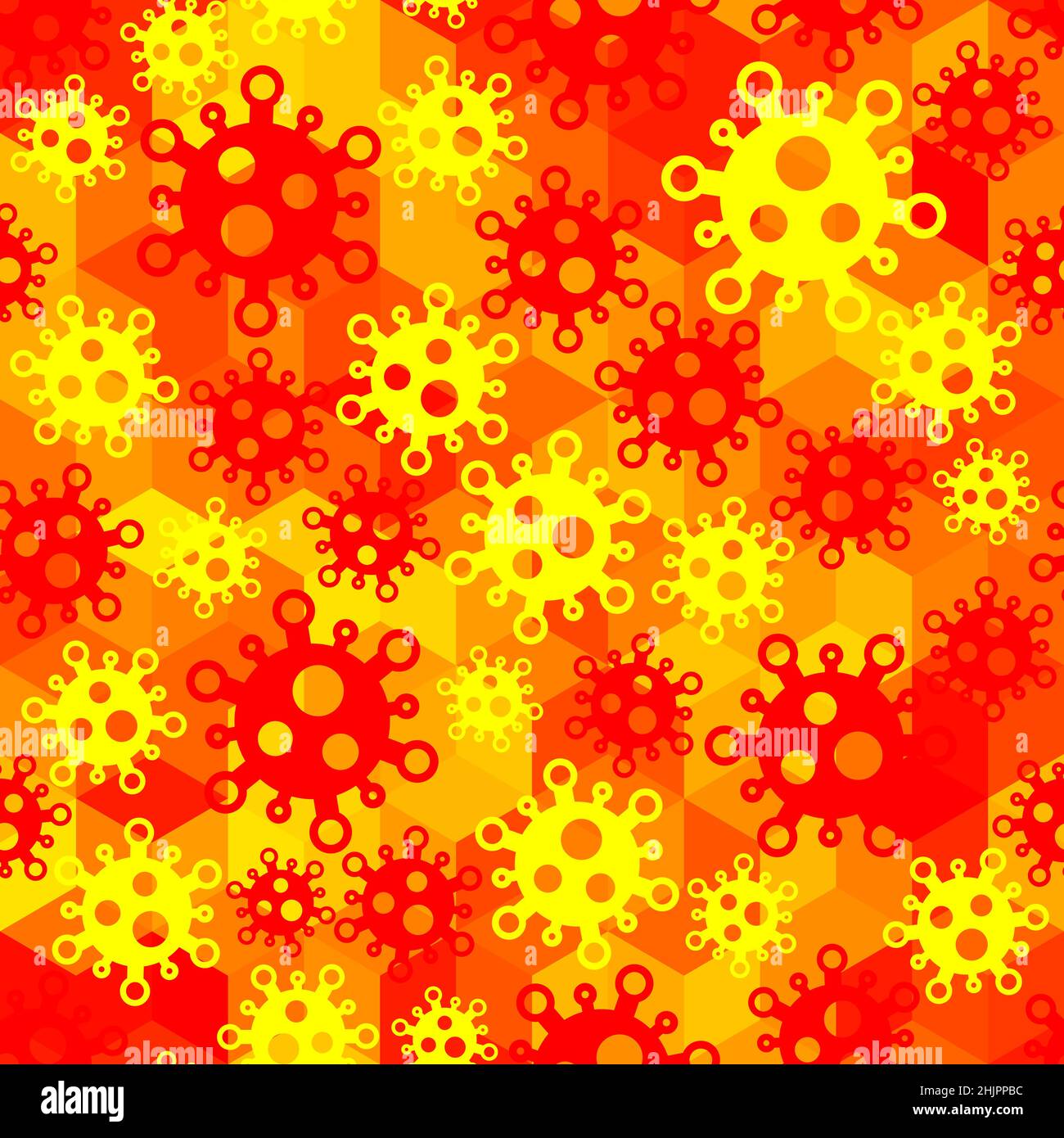 Pandemic seamless pattern of molecules, cells of virus, bacteria mask ...