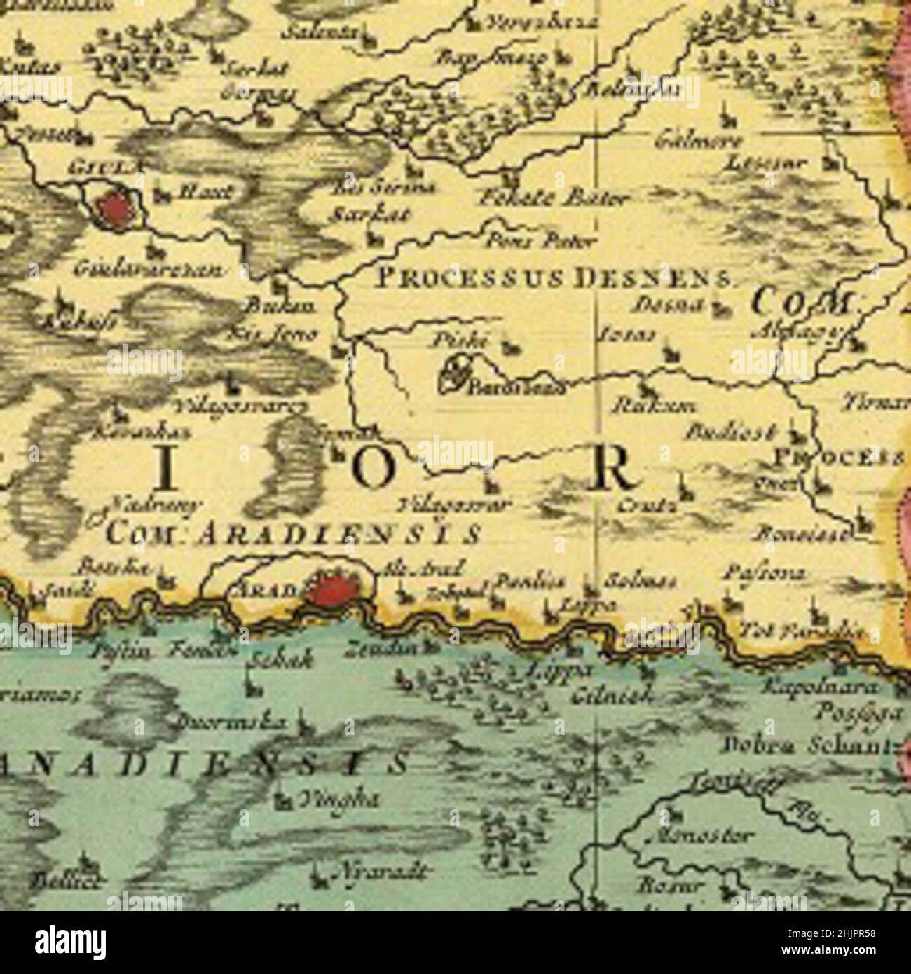 Arad on an 18th-century map Stock Photo - Alamy