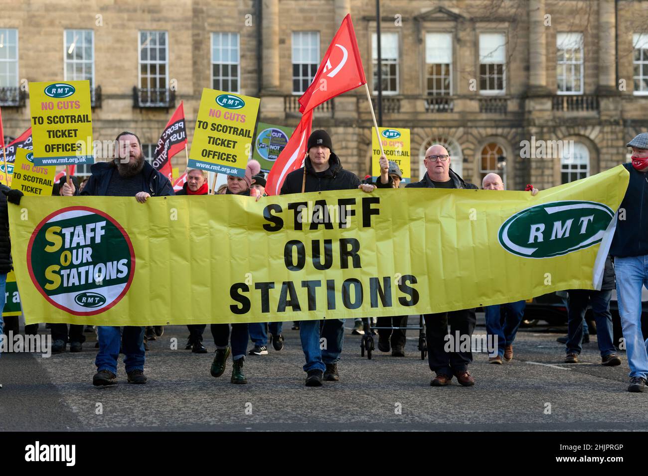 Edinburgh Scotland, UK January 31 2022. RMT Union rail, ferry and ...