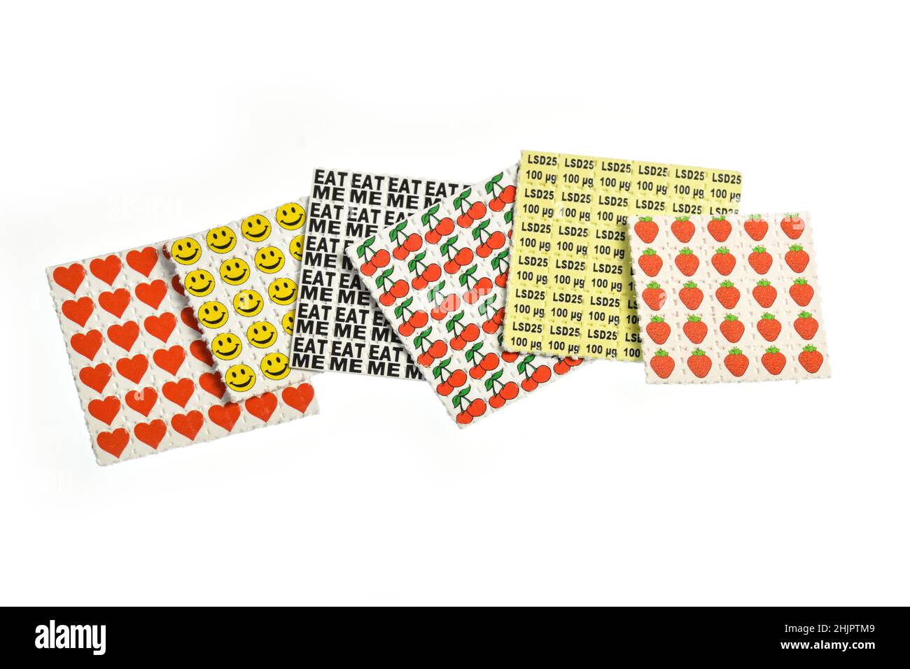 A selection of lsd acid trips, Blotting paper impregnated with the drug ...