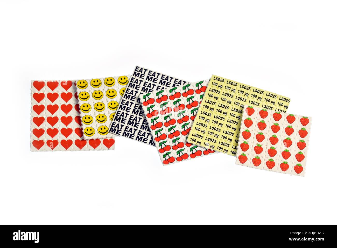 A selection of lsd acid trips, Blotting paper impregnated with the drug ...