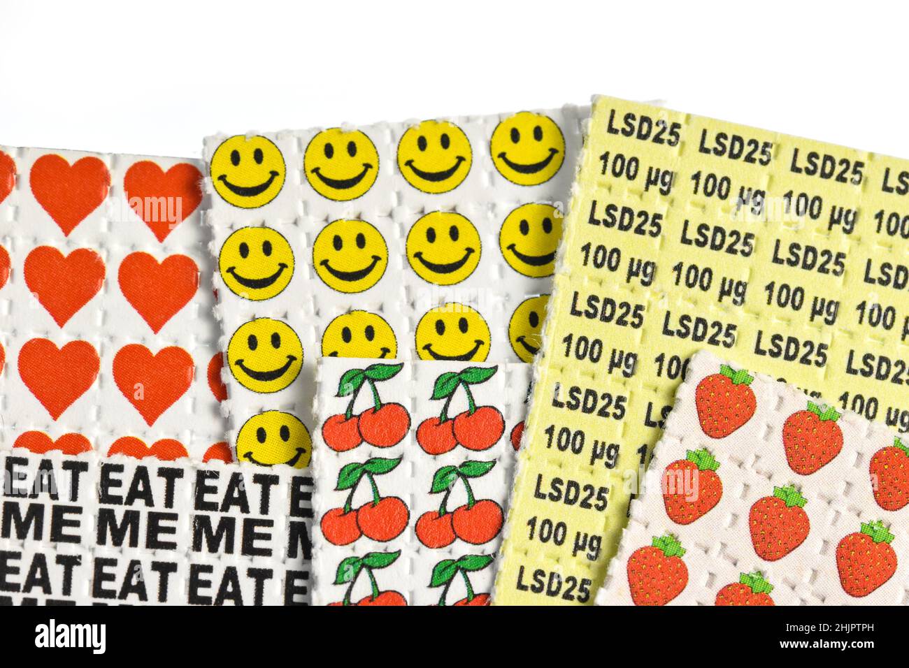 A selection of lsd acid trips, Blotting paper impregnated with the drug L.S.D.- Lysergic acid ...