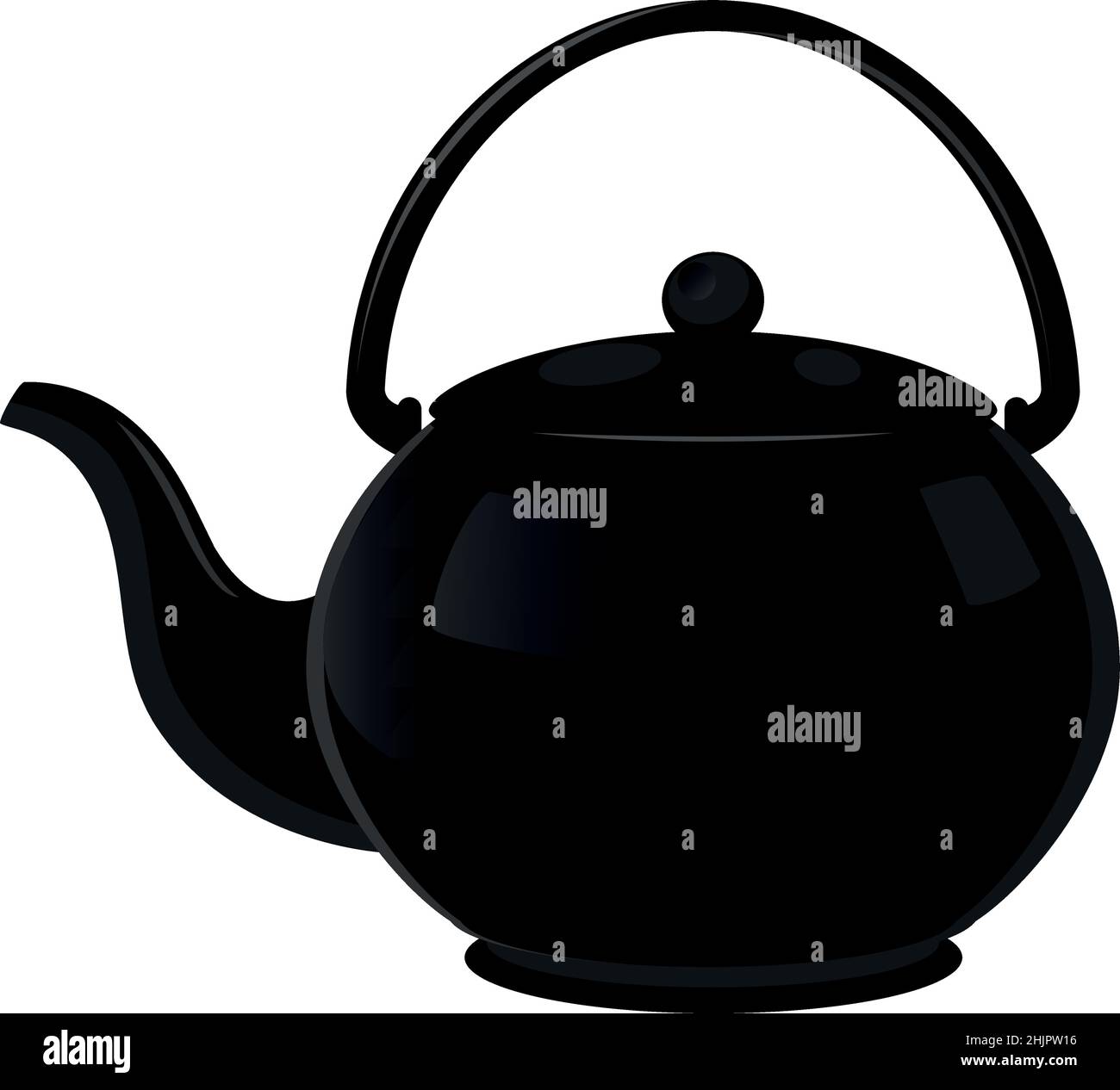 Realistic black teapot on white background - Vector illustration Stock ...