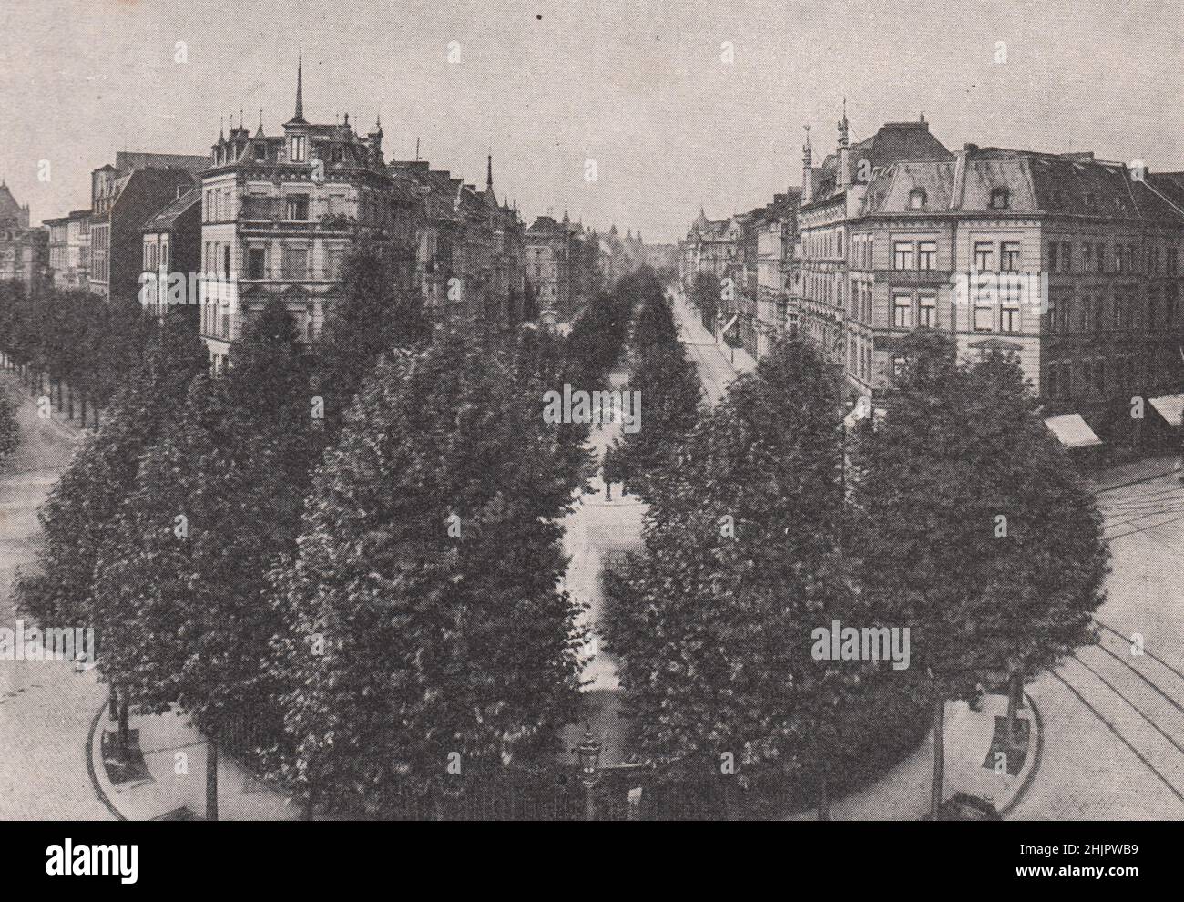 Green circle of trees in the Hohenstaufen ring. Germany. Cologne (1923 ...