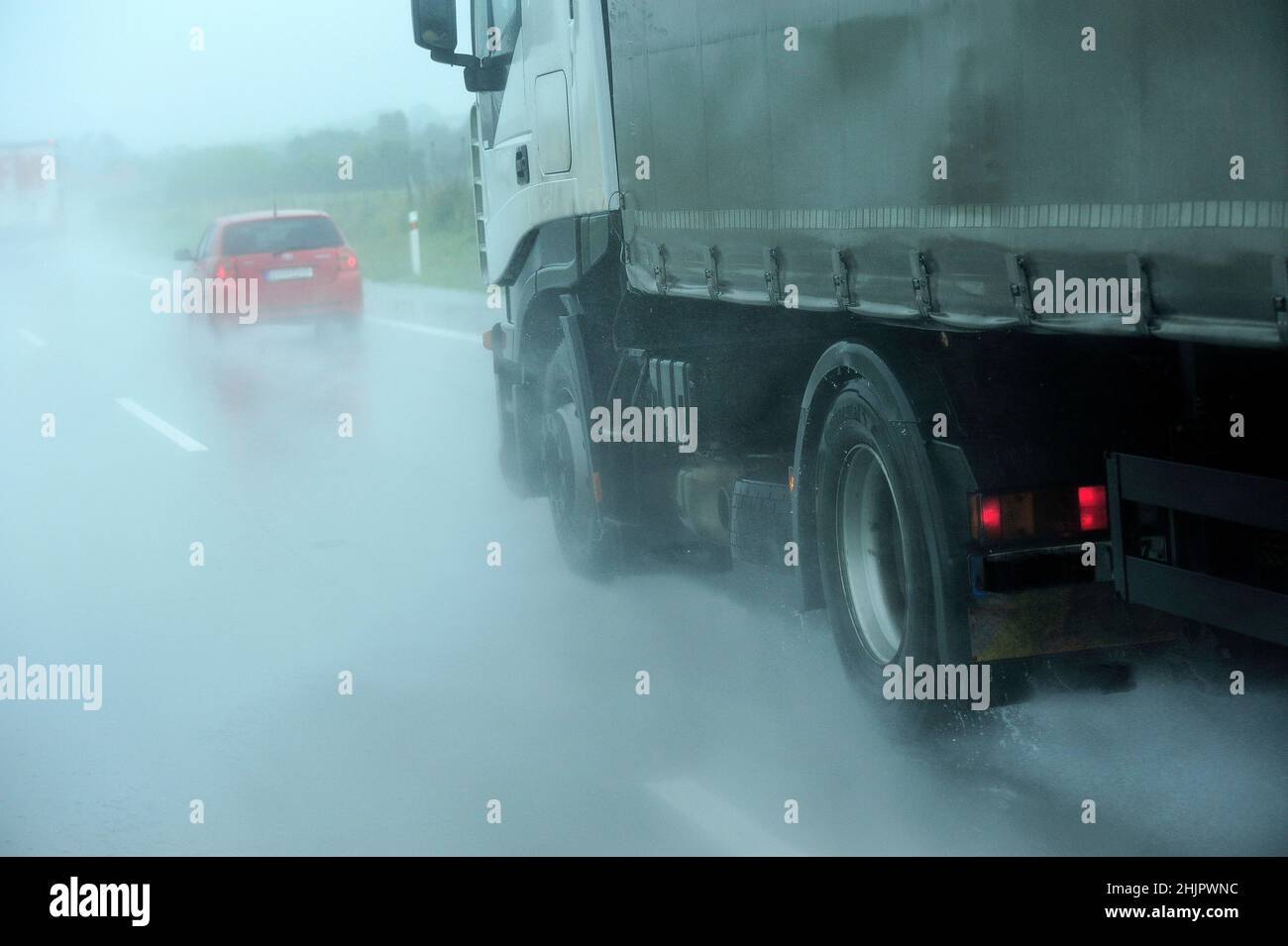 road, highway, trip, road conditions, rain, fog, slippery, danger ...