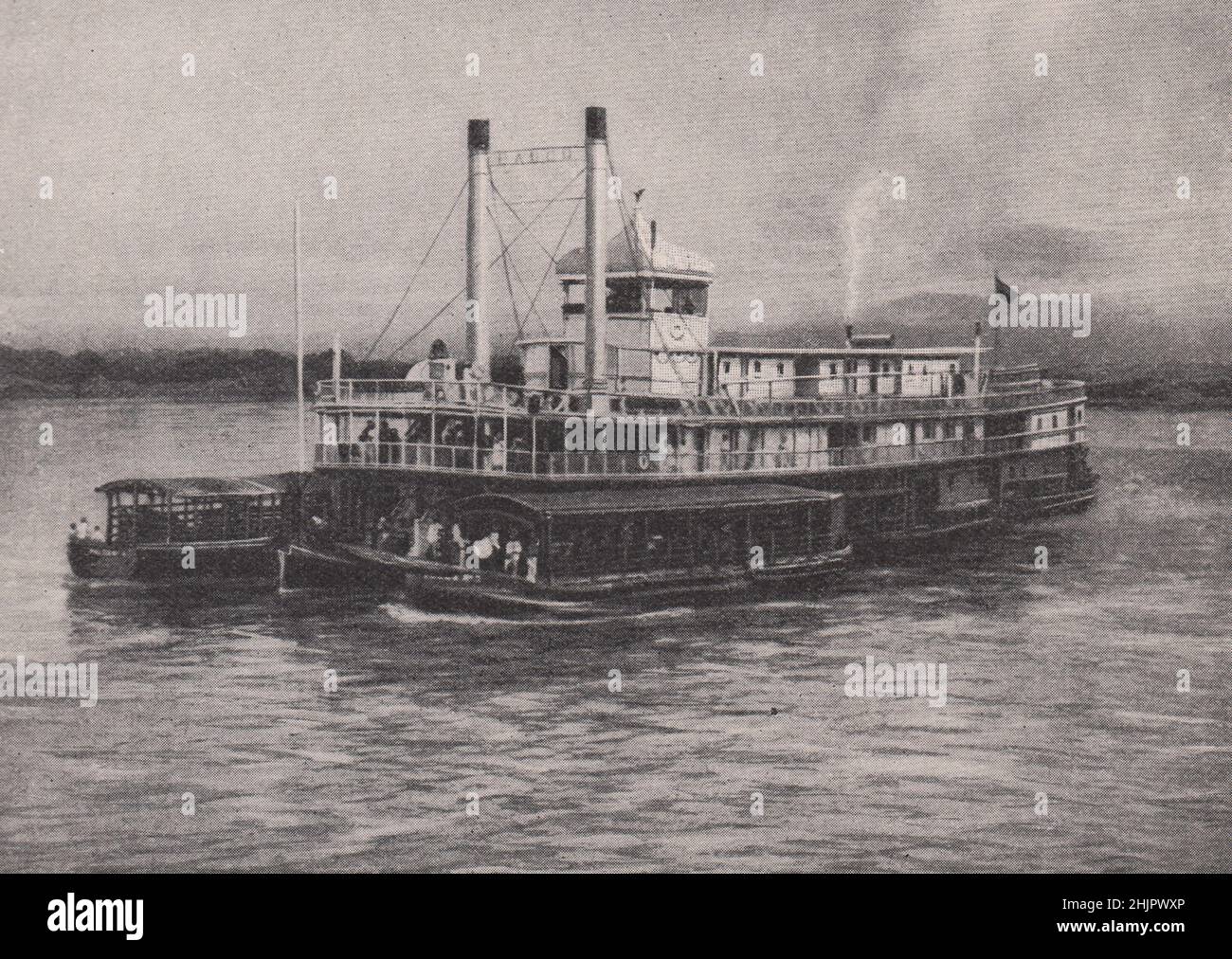 Cattle Barges towed alongside on the Magdalena. Colombia (1923 Stock ...