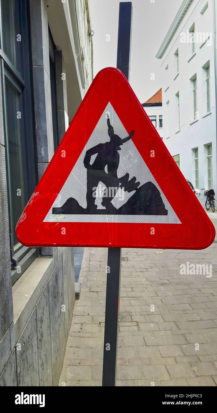Traffic sign of the devil, satan Stock Photo - Alamy