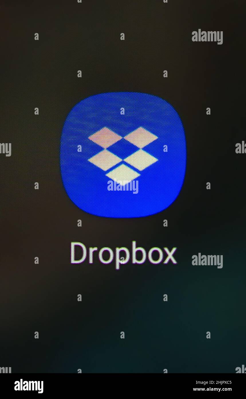Dropbox Smartphone App Icon for editorial symbol images Stock Photo - Alamy