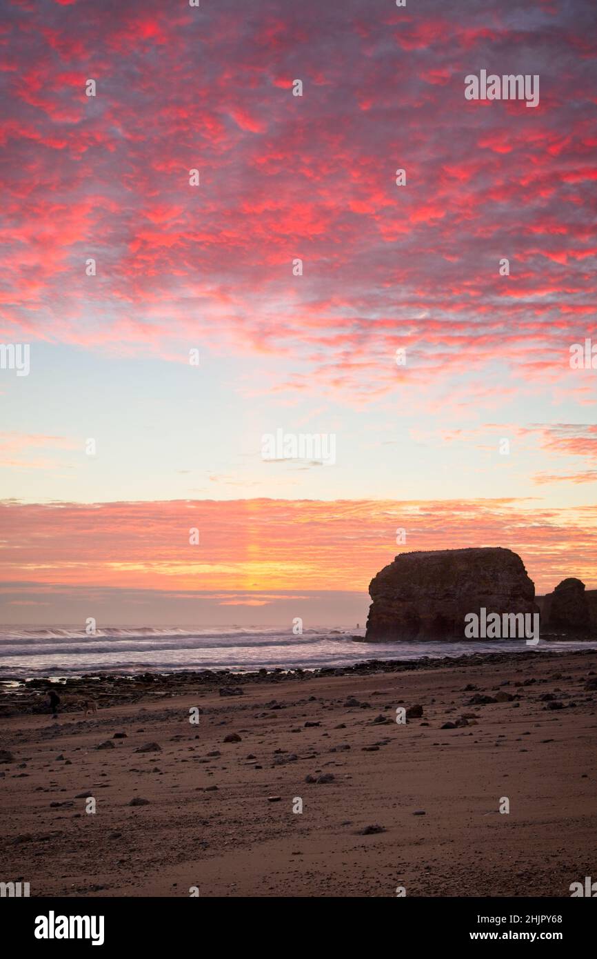 Marsden Rock is a 90ft high limestone sea stack stadning just off the ...
