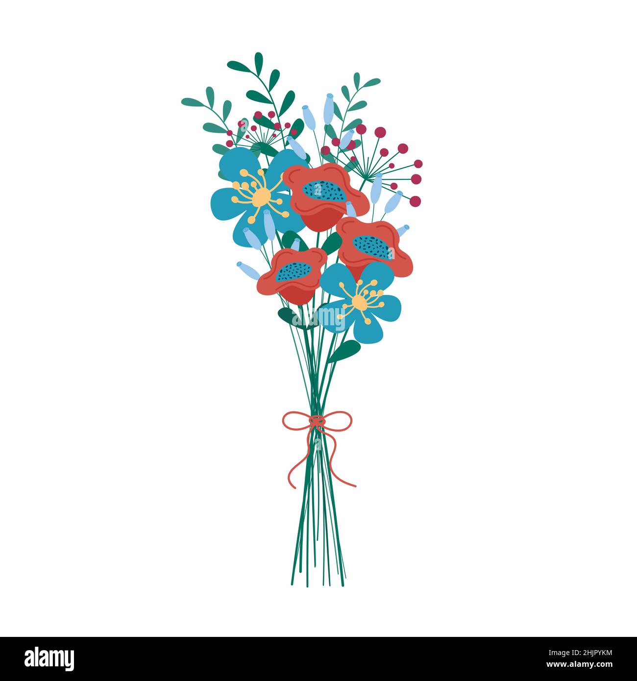 Abstract flowers bouquet isolated. Bunch of different fresh meadow ...