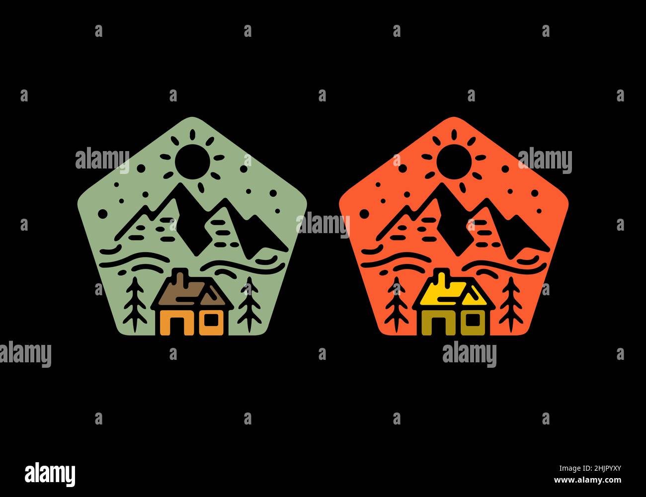 Colorful pentagon Home sweet home line art illustration design Stock ...