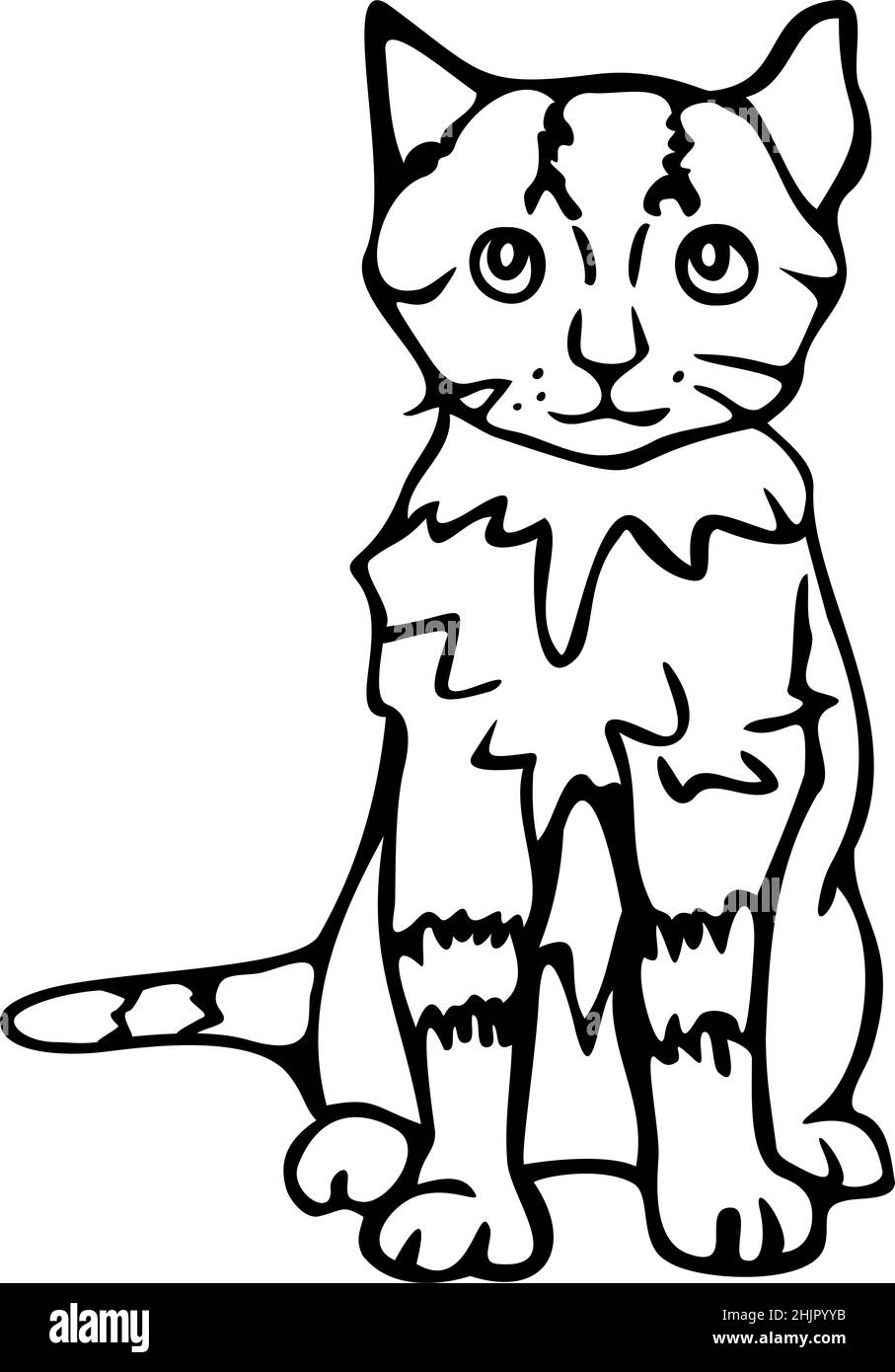 Vector illustration of isolated black and white cat. Design for ...