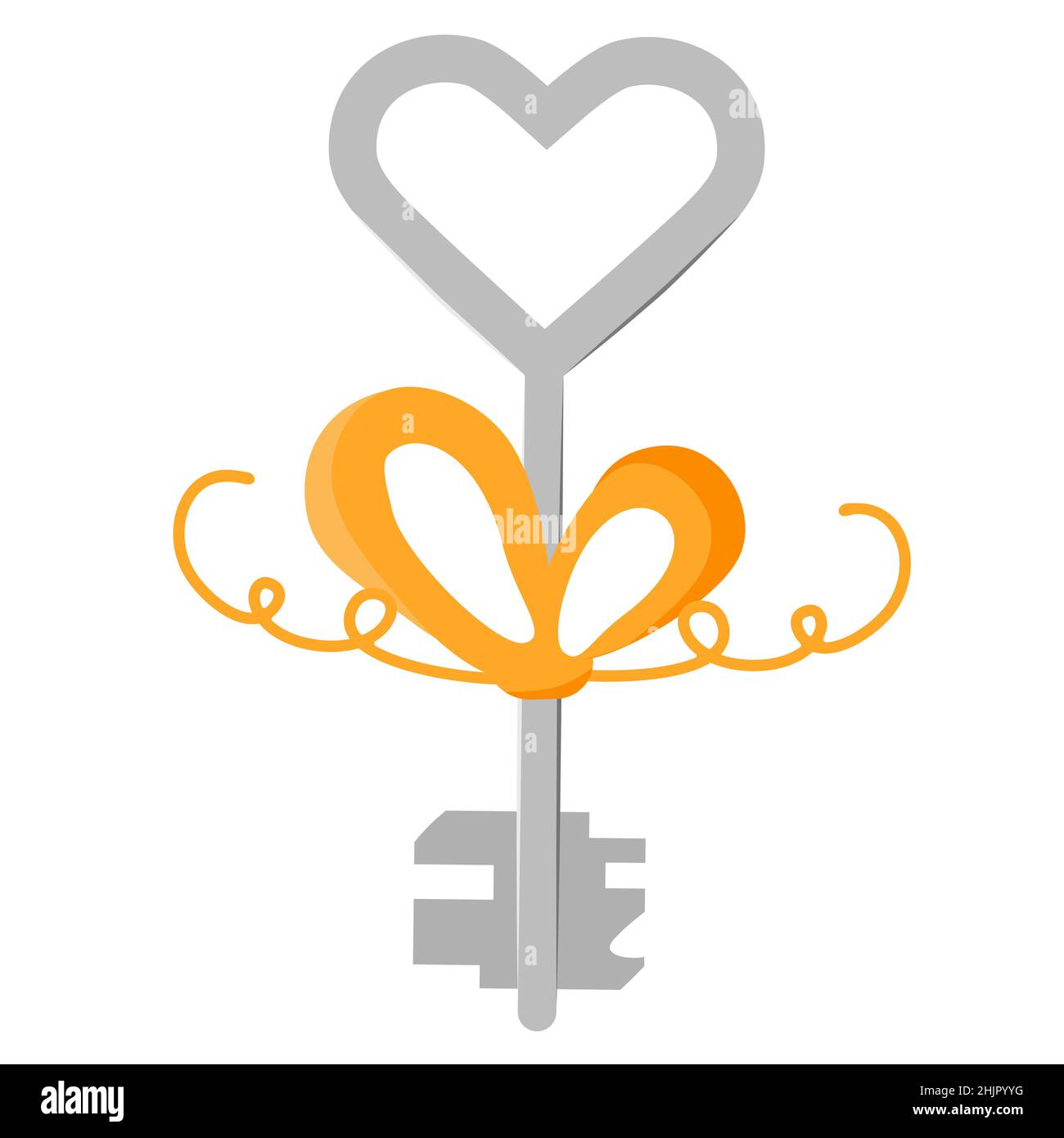 Vector illustration Happy Valentine's Day. Key in heart shape with bow ...