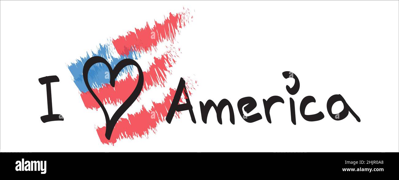 Hand drawn text i love america in doodle style isolated Stock Vector ...
