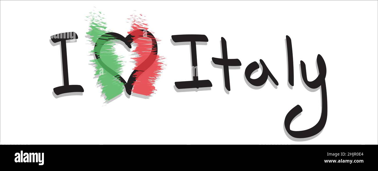 Hand drawn text i love italy in doodle style isolated Stock Vector ...