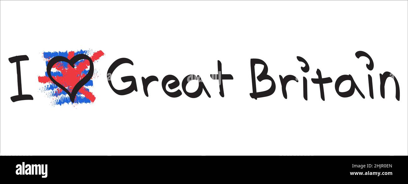 Hand drawn text i love the country of great britain in doodle style ...