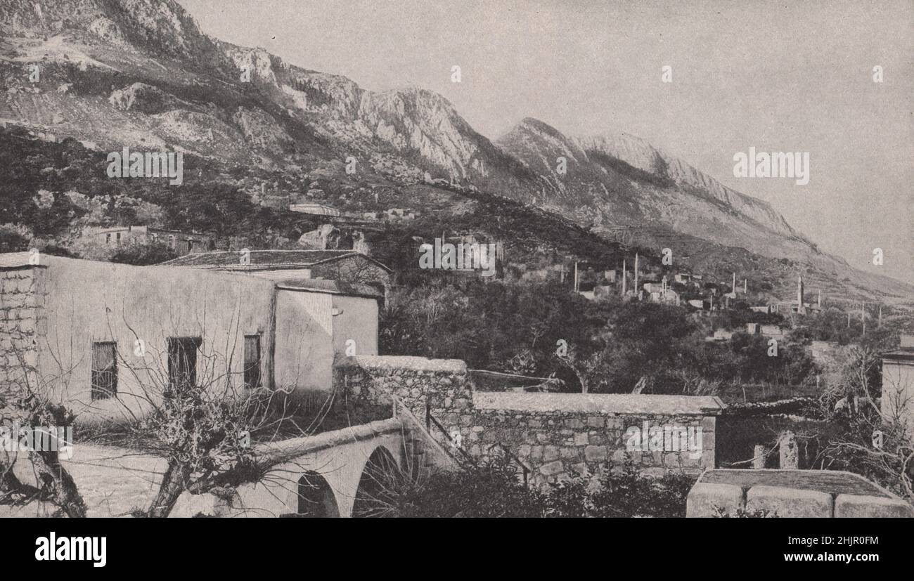Denuded seaward slopes of Cyprus viewed from Lapithos, near Kyrenia ...