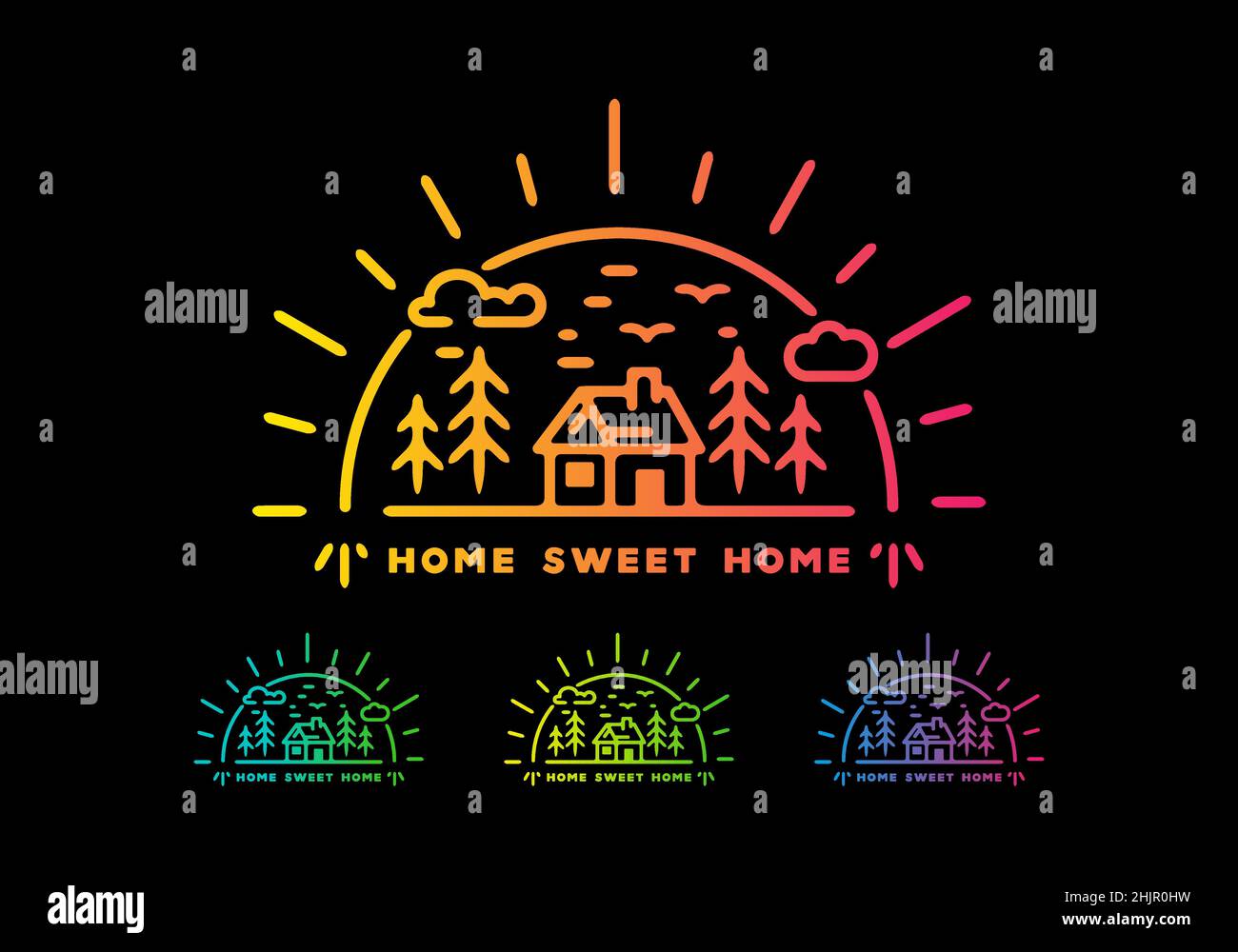 Home line art hi-res stock photography and images - Alamy