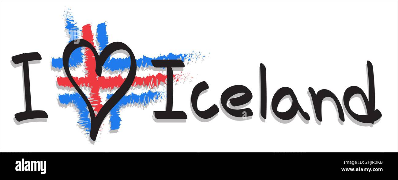 Hand drawn text I love Iceland in doodle style isolated Stock Vector ...