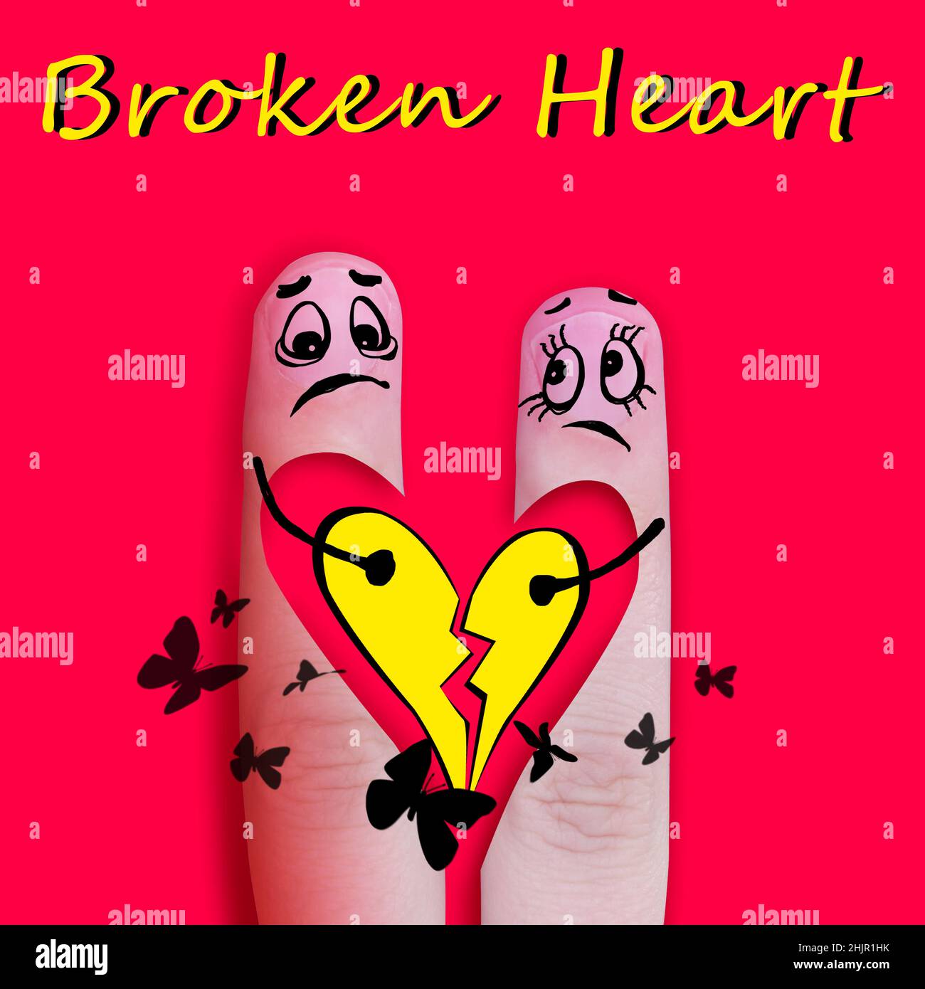 Heartbreak concept with broken heart. Separation and divorce. 3d ...